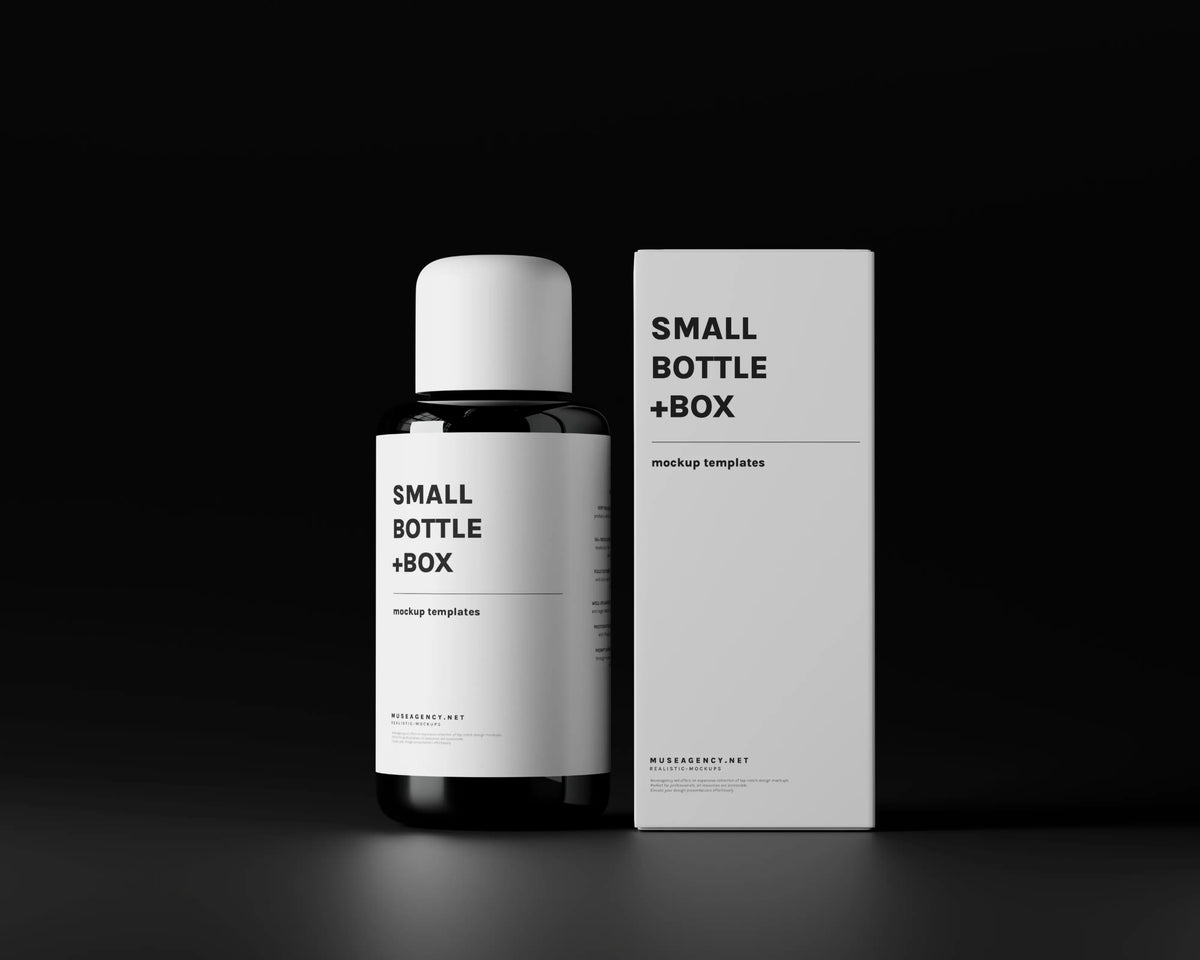 Small Bottle + Packaging Mockup – Muse Agency